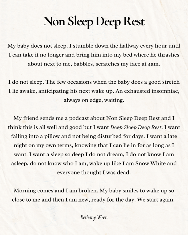 Poem: Non Sleep Deep Rest | Bethany Wren